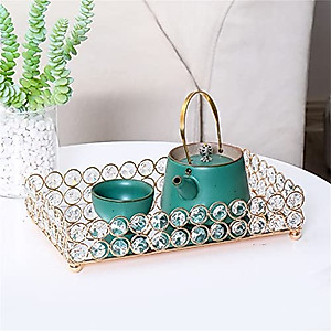 N/A Gold Glass Tray Cosmetic Container Lipstick Necklace Desktop Rack Storage Jewelry Metal Storage Tray Tray (Color : Gray, Size : 25x 15x5.5cm)