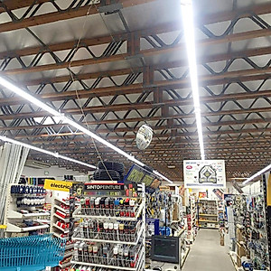 FAITHSAIL Linkable 8FT LED Shop Light, 110W, 12000 LM [Eqv.350W Fluorescent] 5000K, 8 Foot LED Fixture for Garage, Warehouse, Energy Saving Upto 2500KW*5/Y(5Hrs/Day)-Hang & Flush Mount, White, 1 Pack