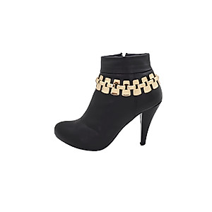 Women Fashion Jewelry Boot Bracelet Mesh Metal Chain Links Heels Shoe Charm Gold Color