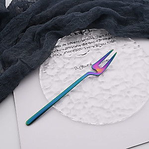 Uniturcky 28pcs Flatware Cutlery Set for 4, Matte Rainbow Silverware Set with Long Handle Spoon/Teaspoon/Fruit Fork, Tableware Eating Utensils Set, Satin Finish & Dishwasher Safe