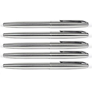 Gullor 5 PCS Stainless Steel EF Nib Classic Fountain Pens Set with Ink Converters