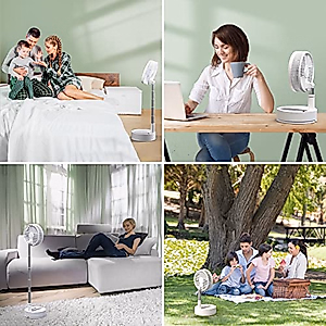 Marchpower Foldable Travel Fan, 10" Recharger 7200mAh Battery Operated Portable Osciallating Pedestal Fan with Remote Control, Quiet 5-Speed Foldaway Collapsible Telescopic Fan for Home Picnic Camping