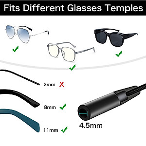 Festful Glasses Strap Sports, Eyeglasses Holder Strap for Kids Men Women, 3pcs Sunglasses Strap, Adjustable Eye Glasses String Strap, Black