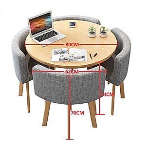 Small Office Reception Room Club Table and Chair Set, Round Table Simple Reception Table and Chair Set, Space-Saving Small Meeting Room Table, Coffee Kitchen Living Room Milk Tea Shop ( Color : Brown
