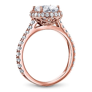 Kobelli Oval Moissanite Drop Halo Ring, White Gold, 9