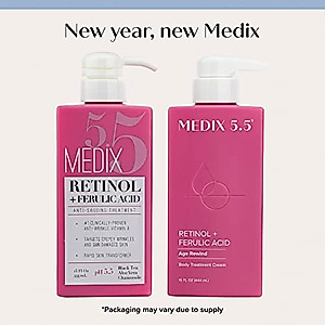 Medix 5.5 Retinol Body Lotion Firming Moisturizer & Crepey Skin Care Treatment, Anti Aging Retinol Body Cream Targets Look Of Wrinkles, Sagging Skin, Stretch Marks, & Sun Damaged Dry Skin, 15 Fl Oz