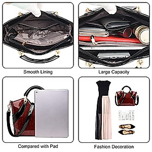 Womens Fashion Handbags Patent Leather Elegant Tote Crossbody Shoulder Bag Top Handle Bags (Red)