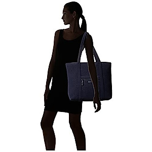 Vera Bradley Women's Microfiber Vera Tote Bag, True Navy, One Size