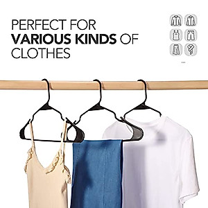 HOUSE DAY Black Plastic Hangers 60 Pack, Plastic Clothes Hangers Space Saving, Sturdy Clothing Notched Hangers, Heavy Duty Coat Hangers for Closet, Laundry Hangers for Adult Coat, Suit, Shirt, Dress