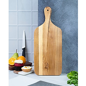 Wood Cutting Board with Handle - Wooden Cheese Board, Mothers Day Gifts, Kitchen Chopping Boards for Bread Meat Fruit Cheese Cutting boards Serving Board Butcher Block Charcuterie Platter, 17" x 7"