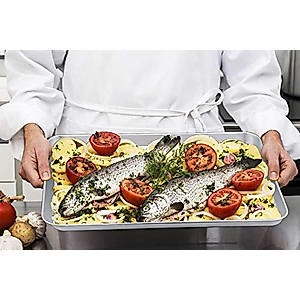 TeamFar Baking Sheet Cookie Sheet Set of 2, Pure Stainless Steel Baking Pan Tray Professional, Non Toxic & Healthy, Mirror Finish & Rust Free, Easy Clean & Dishwasher Safe