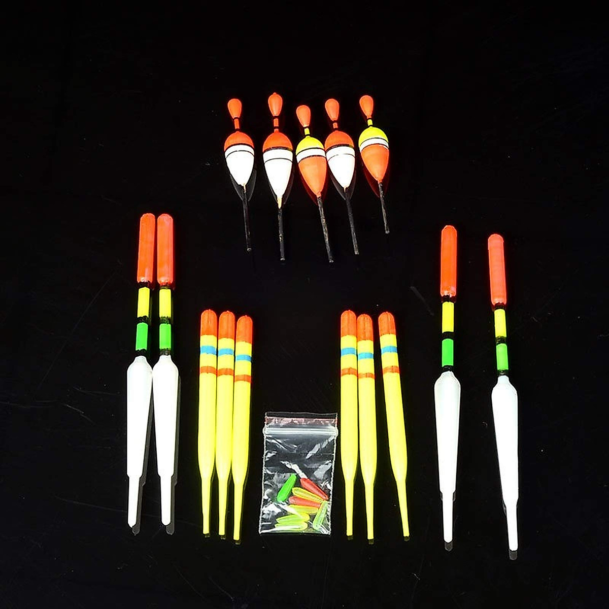 15 pcs Fishing Floats Bobbers Rod Tube Slide Slip Oval Sticks with Rubbers for Saltwater Freshwater Trout Bass Plastic Fishing Tackle Accessories
