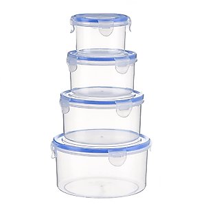 Rehomy 4pcs Meal Prep and Food Storage Container Set Easy Snap Lock Plastic Containers for Food Storage Meal Prep