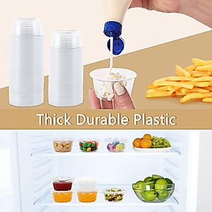 Loppdece [300 Sets - 2 oz Jello Shot Cups,Small Portion Cups with Lids,Airtight and Stackable Disposable Condiment Cups,Clear Plastic Containers with Lids for Salad Dressing Dipping Sauce Condiment