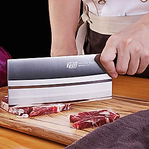 FINDKING YuFeng Chinese Chef Knife, Kitchen Cleaver for Meat Vegetables, Stainless Steel Blade, Wenge Wood Handle, for Cutting, Shredding, Slicing, Mincing, 8 Inches
