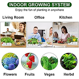 SXDLED Hydroponics Growing System with 10 pods, Herb Garden Kit Indoor with 104 Grow Light, Indoor Gardening System Hydroponic Garden with Automatic Timer, Quiet Water Pump,Height Adjustable(White)