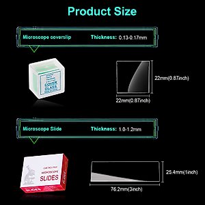 Pre-Cleaned Blank Microscope Slides Kit丨50PCS Ground Edge Glass Microscope Slides and 100PCS Square Cover Glass Slips Coverslips Set for Lab Science
