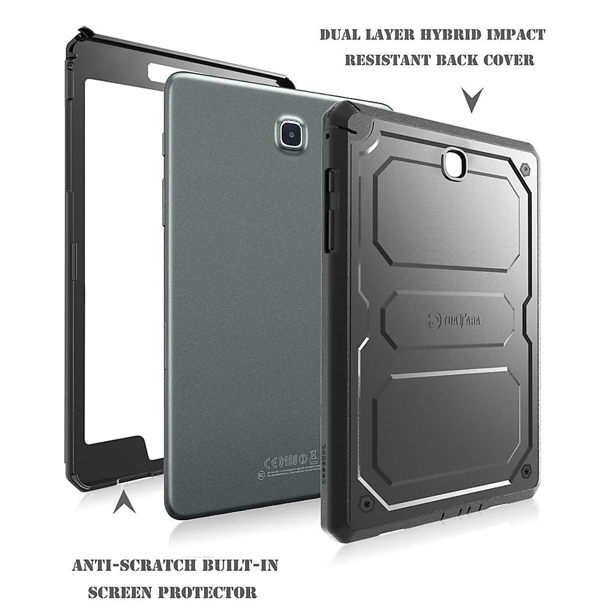 Fintie Shockproof Case for Samsung Galaxy Tab A 8.0 (Previous Model 2015), Tuatara Rugged Unibody Hybrid Full Protective Cover for Tab A 8.0 SM-T350/P350 2015(NOT Fit 2017/2018 Version), Black