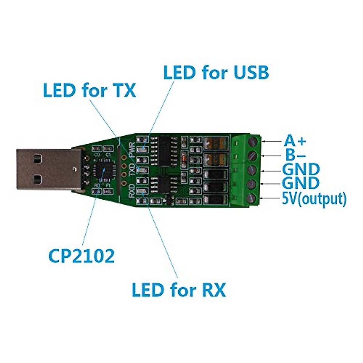 DSD TECH SH-U10 USB to RS485 Converter with CP2102 Chip Compatible with Windows 7,8,10,Linux,Mac OS