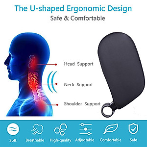 JSKRL Car Headrest Pillow, 360°Adjustable PU Leather Car Seat Head Neck Support Rest Cushion Both Kids Adults for Travel Sleeping