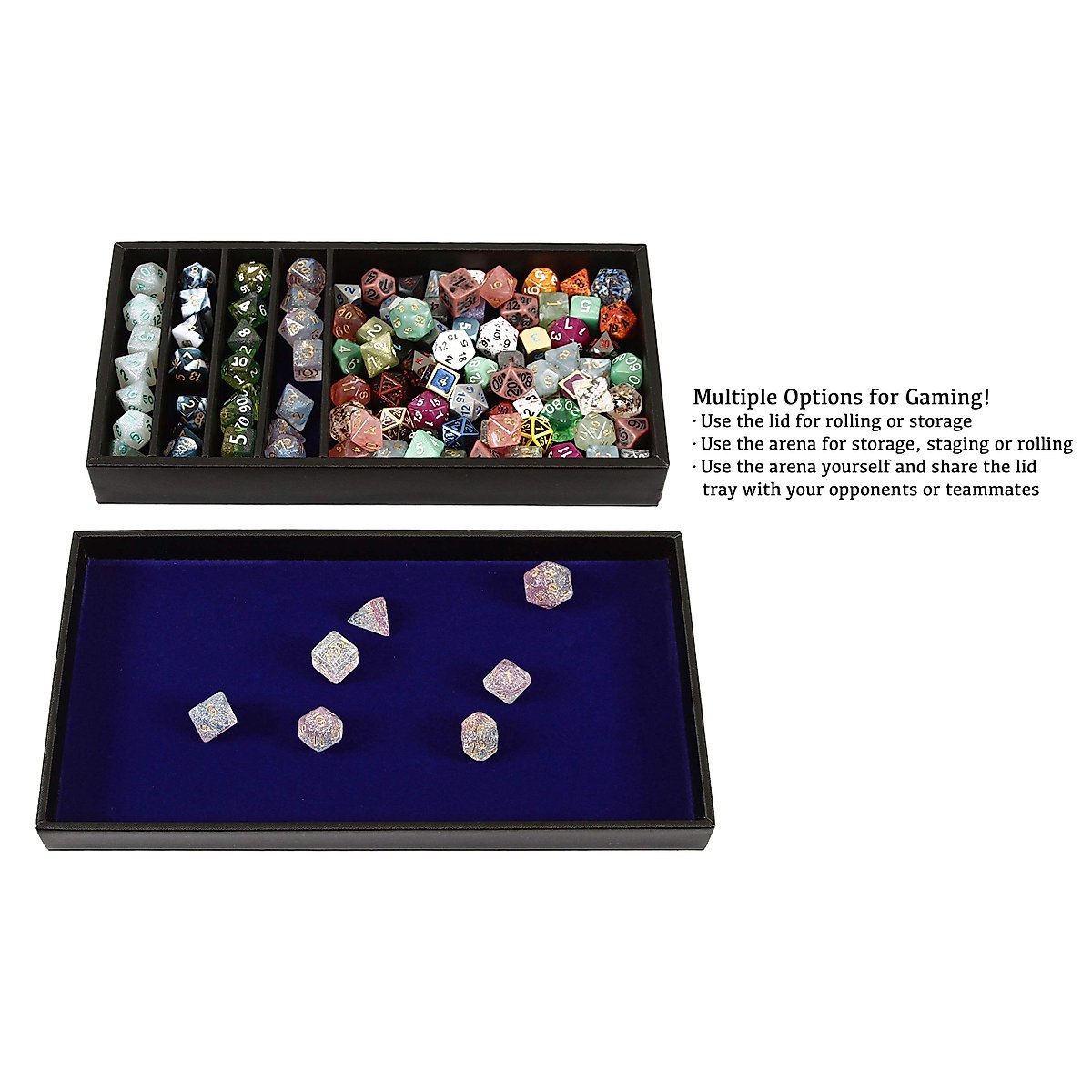 Forged Dice Co. Dice Battle Pit Dice Tray - 2 Dice Trays in 1 with Staging Area - Rolling Tray and Storage Compatible with Any Dice Game, D&D and RPG Gaming - Blue