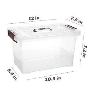 YYXB 4 Pack-Plastic Storage Bins with Lids and Handle, Clear Plastic Latching Box for Storage, Stackable Storage Containers for Organizing, Multi-Purpose, 6 Quart