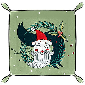Fashion Santa Valet Tray Leather Bedside Organizer Dice Tray Desk Storage Plate Catchall for Change Jewelry Key Phone Watches