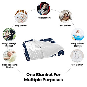 Jungle Personalized Baby Blanket for Boys Custom Baby Blanket with Name Adventure Awaits Stuff Newborn Nursery Gift Soft Plush Fleece - Blue Jungle 30x40in