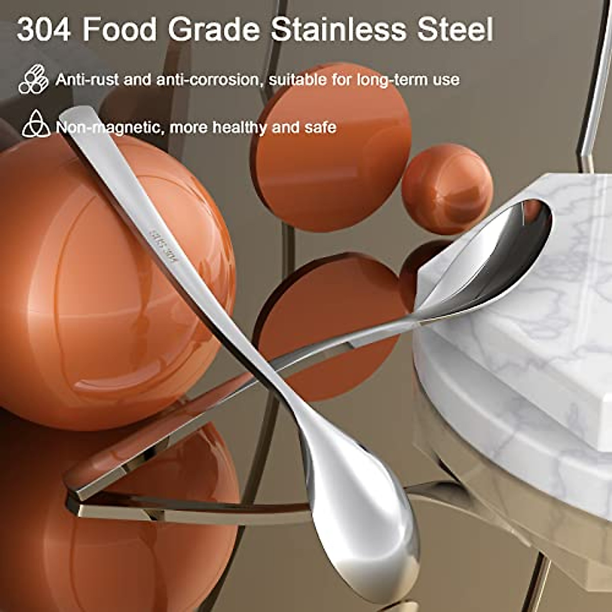 Coffee Spoons ,4-Piece GLAMFIELDS Teaspoons with a Long Handle, 6.1"Demitasse Espresso Spoons Set Food Grade Stainless Steel Small Serving Spoons for Dessert