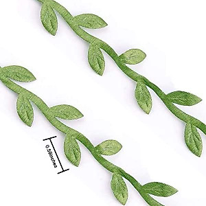 KEHAWK 2PCS 66FT Artificial Vines Fake Hanging Plants Leaves Ribbon Leaf Vine Trim Foliage Rattan DIY Wreath Foliage Green Leaves Ribbon Decorative Home Wall Garden Wedding Party Wreaths Decor