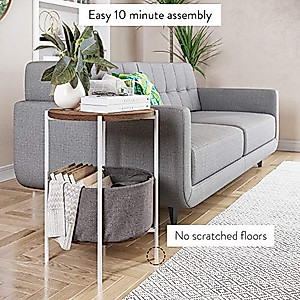 Nathan James Round Modern Side Accent or End Table for Living Room and Bedroom and Nursery Room