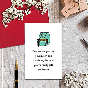 Funny Card for Her Birthday, Unique Air Fryer Bday Card for Woman Friend Sister, One Minute You Are Young, Fun