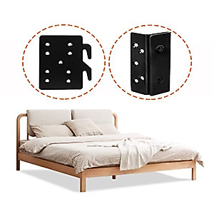 4 Pack Heavy Duty Bed Rail Hooks, Bed Rail Brackets for Wooden Bed Replacement, Universal Bed Frame Hardware with Screws Included