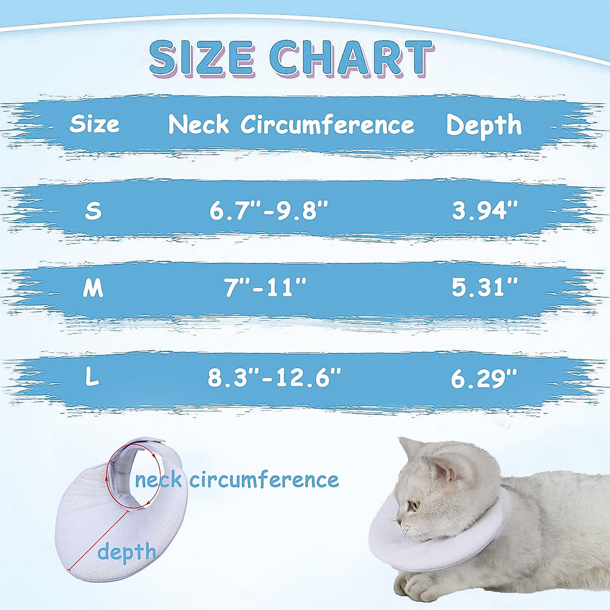 Cat Recovery Collar Soft,Cat Cone Collar Alternative,Neck Cone for Cat After Surgery, Elizabethan Collar for Cat Kitten Puppies (L)