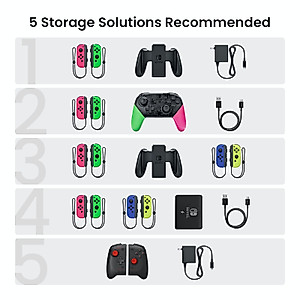 tomtoc Carrying Case for Nintendo Switch/OLED Model, Large Travel Switch Case with Pocket for Pro Controller, Joy con Grip or AC Adapter, Protective Portable Carry Case with 24 Game Cartridges