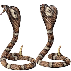 Gemini&Genius King Cobra Figurine Toy- Safari Animal Toys, Fake Snake Action Figures, Scary Snake Toy-6.5 Inches Height, or Garden Decor Scare Birds