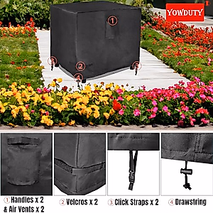 YOWDUTY Propane Fire Pit Cover Square 30 Inch, Waterproof Heavy Duty 600D Gas Fire Pit Table Cover 30 x 30 x 25 Inch, Fit 28-30 Inch Firepit Table, All-weather Protection For Patio Fire Table