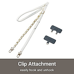 ELECOM Cell Phone Lanyard Chain Type with Strap Connected Sheet, Length Adjustable, Compatible with iPhone and Android, White P-STSDH2CHWH