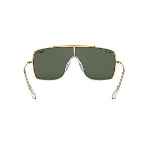 Ray-Ban RB3697 Wings II Square Sunglasses, Gold/Dark Green, 35 mm + 1
