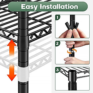 BSFHH Tool Utility Shelves, 7-Tier Adjustable Wire Shelving Unit Storage Shelves Heavy Duty Storage Rack with Wheels