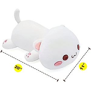 Onsoyours Cute Kitten Plush Toy 20" Stuffed Animal Pet Kitty Soft Anime Cat Large Plush Pillow for Kids (White A, 20")