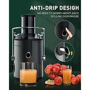 MAMA'S CHOICE Juicer Machine, 800W Juice Extractor with 3'' Big Mouth, 3 Speed Centrifugal Juicer for Whole Fruit Vegetable, Easy to Clean, Non-Slip Feet, BPA-Free