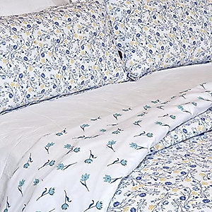 Maviss Homes Beautiful IndianMulticolour Design Double Cotton Duvet Quilt Cover and 2 Pillowcase Bed Set | Home Decore (Floral 3, King Size 90 X 104 in)