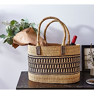 Vea Heavy Duty African Basket - Ghana Bolga - Shopping Natural Basket (Wave)