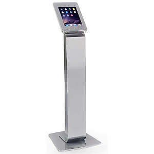 Displays2go Locking Tablet Floor Stands, Compatible w/ 9.7" iPad, ADA Accessible – Silver (ADAIP97SV)