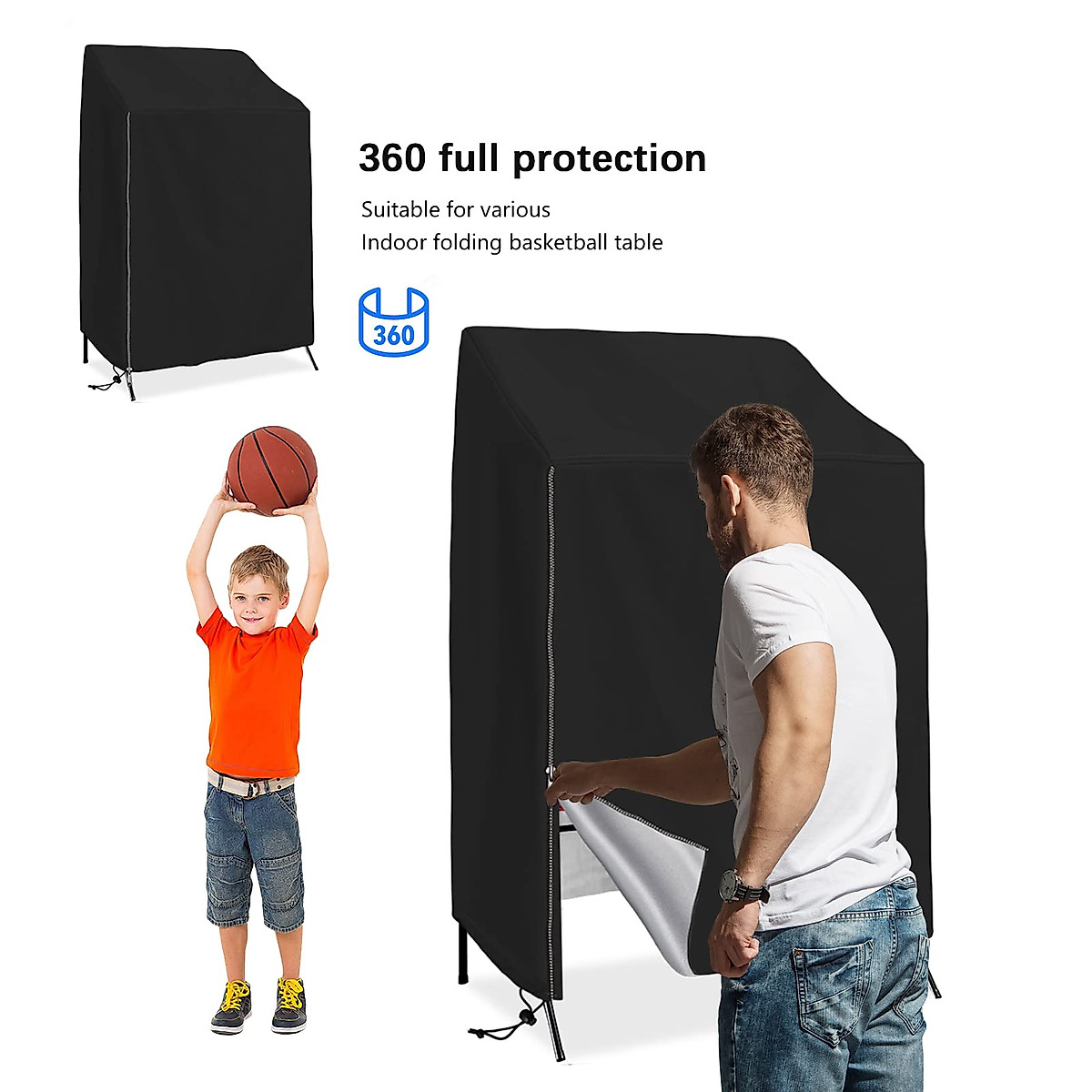 Foldable Basketball Arcade Game Cover, Waterproof and Dustproof Arcade Basketball Game Cover-With Zipper Drawstring-Suitable for Home Foldable Dual Shot Electronic Basketball Arcade Game