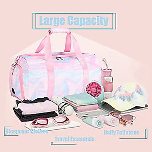 Dance Bag Girls Duffle Bag Teen Sports Gym Bag Travel Bag for Weekender Sleepover Overnight Bag with Shoe Compartment and Wet Pocket