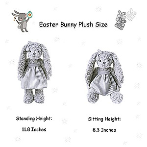 Uvvyui 11.8 Inch Easter Bunny Stuffed Animal, Cute Bunny Rabbit Plush Animal Toy with Long Ears for Kids Toddlers Girls Boys Easter Birthday Gifts (11.8 Inch, Grey)