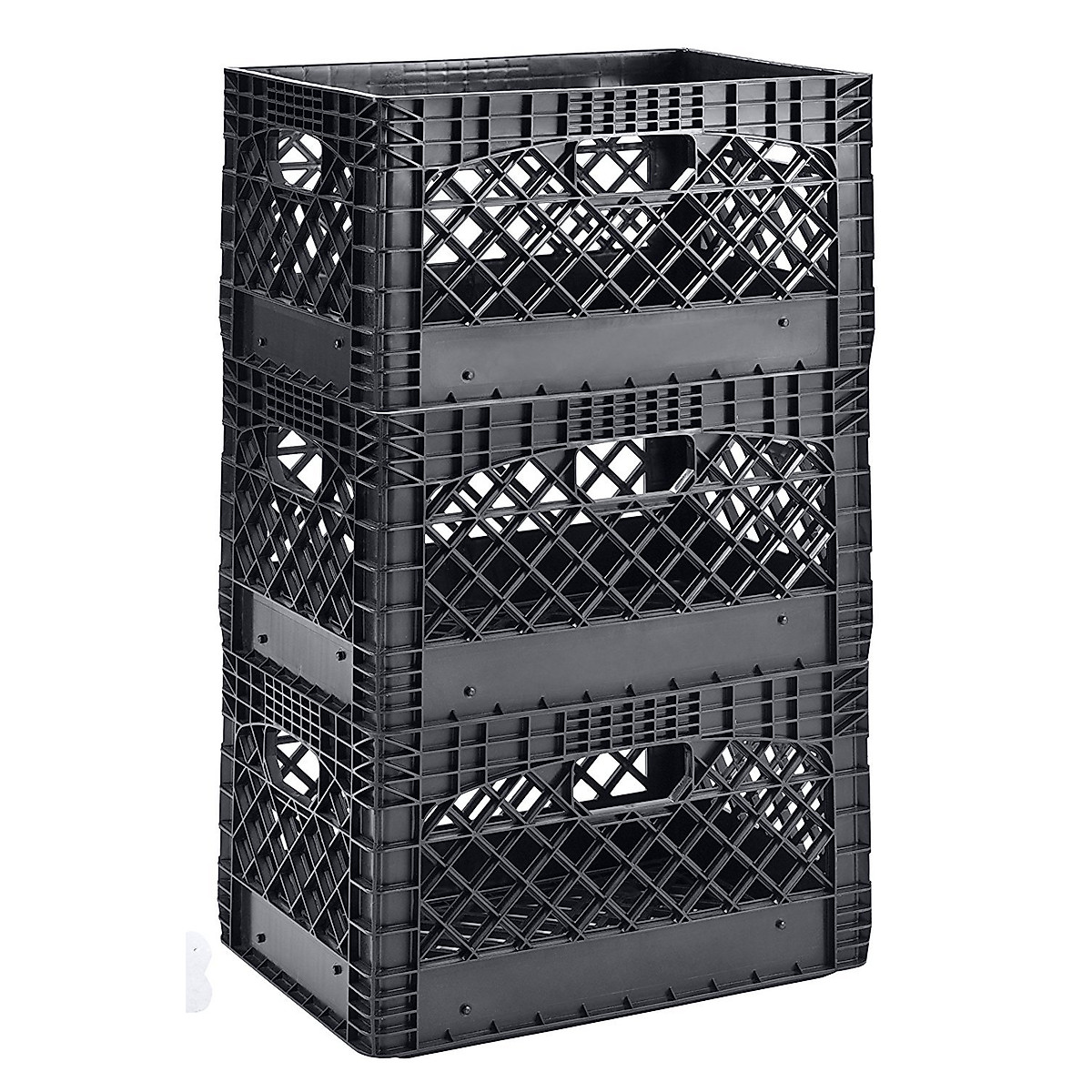 Muscle Rack PMK24QTB-3 24 quart 3 Pack black Heavy Duty Rectangular Stackable Dairy Milk Crates , 11" Height, 19" width (2 X 3 Pack)
