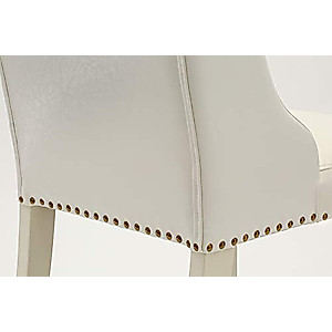 East West Furniture SHFO3-WHI-44 3 Piece Dining Set Contains a Round Dining Room Table with Pedestal and 2 Light Grey Faux Leather Upholstered Parson Chairs, 42x42 Inch, Linen White